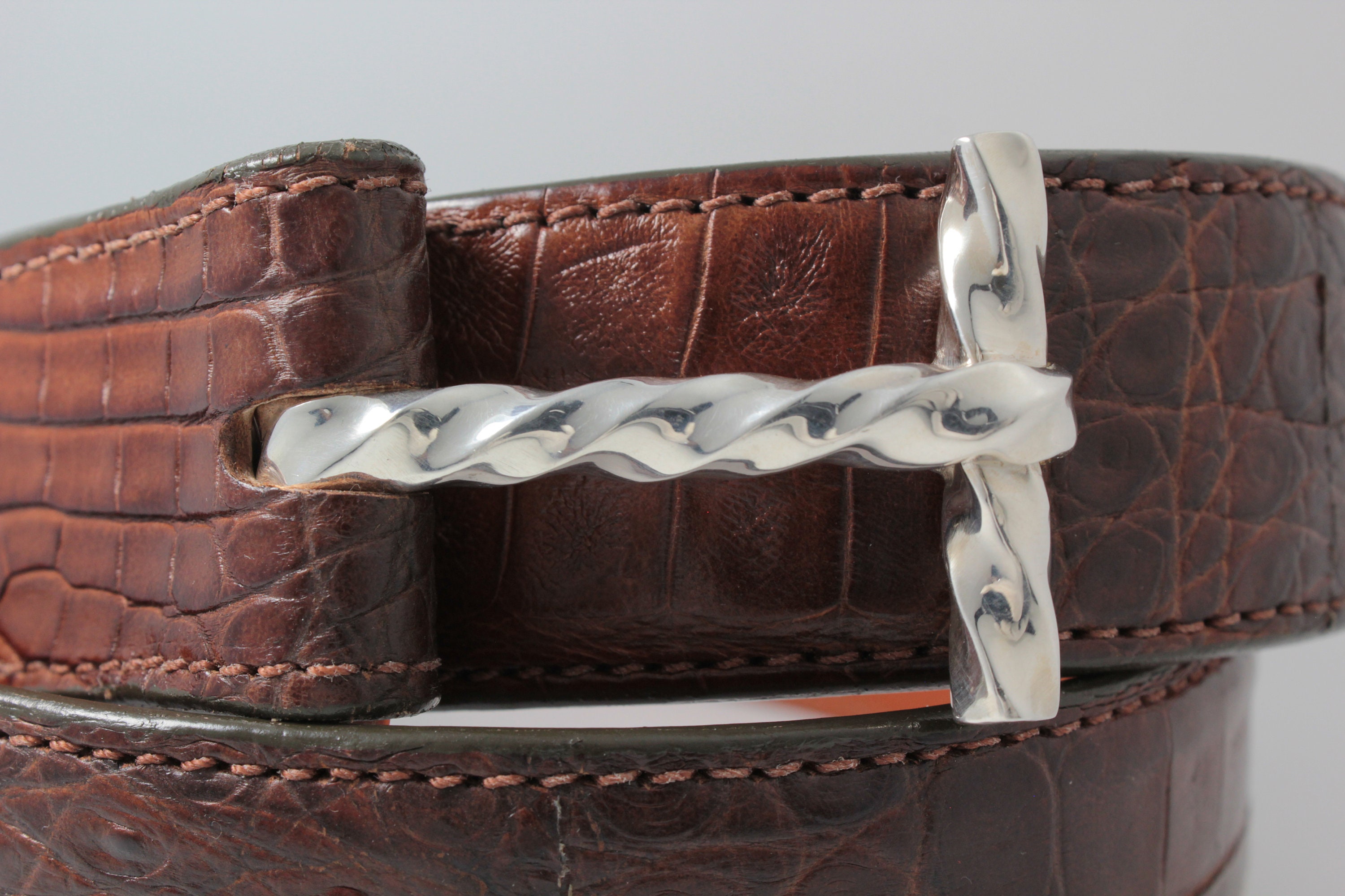Handmade Sterling Silver .925 Twist Belt Buckle - Etsy