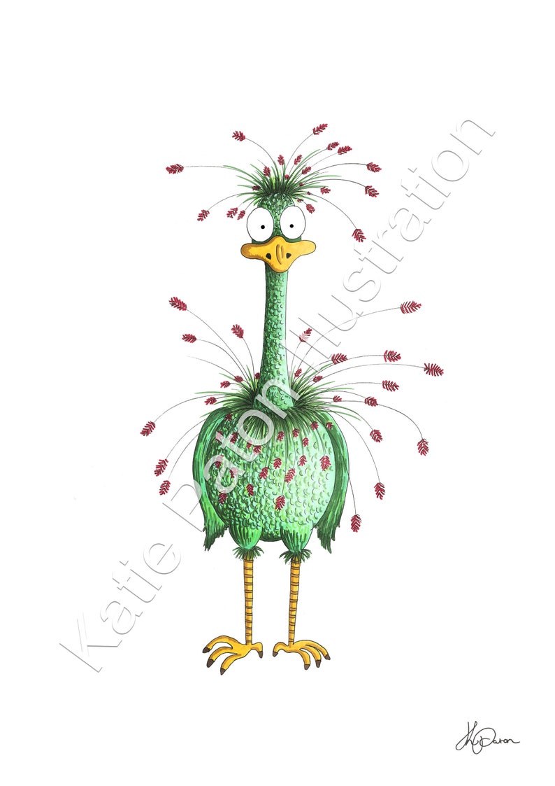 Green Bird Print - Etsy