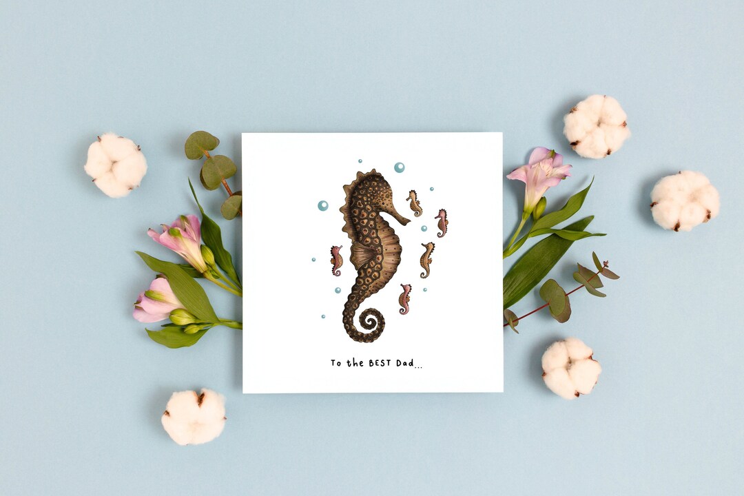 Seahorse Father's Day Card, Thank You Dad, Birthday Card for Dad ...