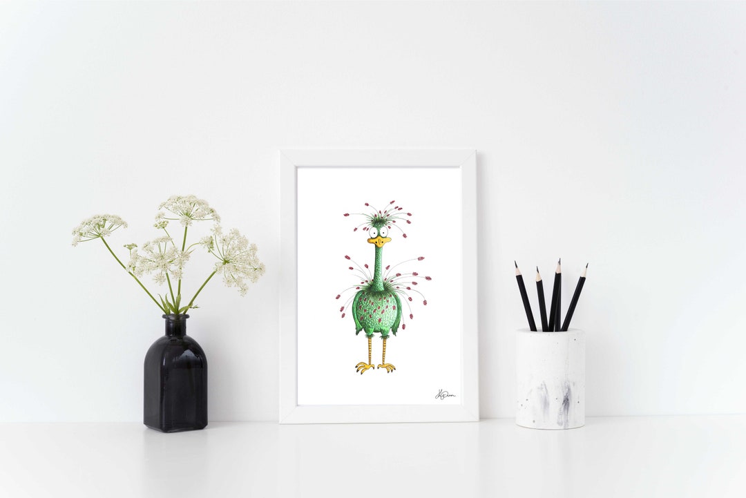 Green Bird Print - Etsy