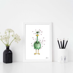 Green Bird Print - Etsy