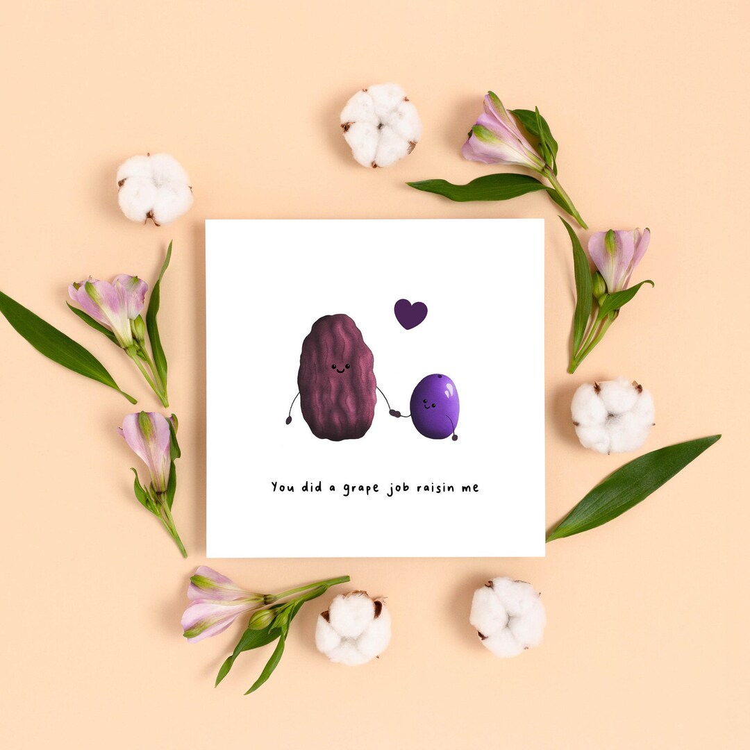 Funny Grape N' Raisin Mothers Day Card, Funny Birthday Card for Mum ...
