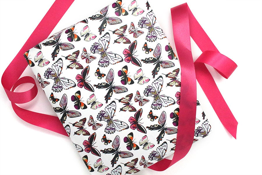 BUTTERFLY WRAPPING PAPER Set of 3 Sheets Custom Design Paper A Portion ...