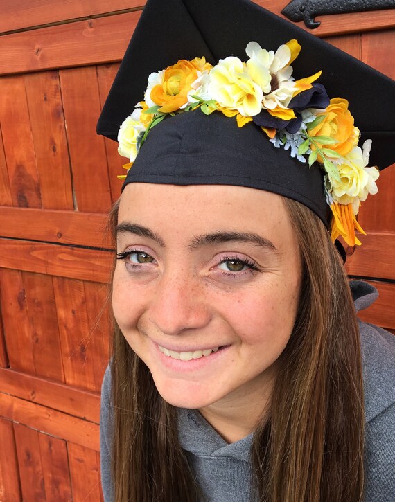 Flower Grad Cap Graduation Cap Crown Grad Cap Flower Crown Etsy