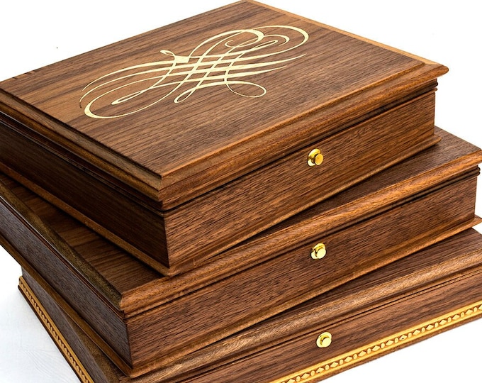Walnut Wood Jewelry Box With Inlay - Etsy