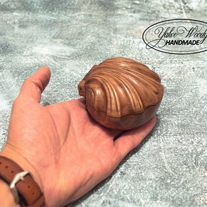 Walnut Seashell Small Jewelry Box Ring Box Gift for Her Valentine's Day ...