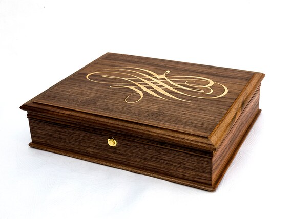Walnut Wood Jewelry Box With Inlay - Etsy