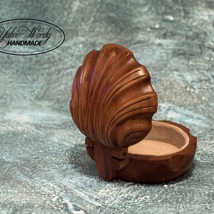 Walnut Seashell Small Jewelry Box Ring Box Gift for Her Valentine's Day ...