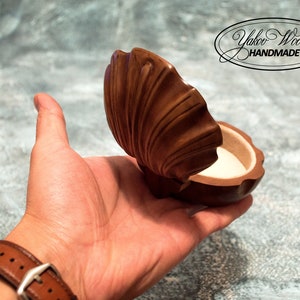 Walnut Seashell Small Jewelry Box Ring Box Gift for Her Valentine's Day ...