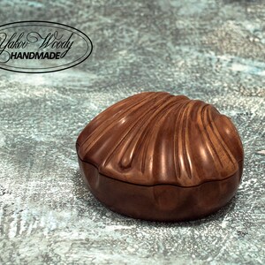 Walnut Seashell Small Jewelry Box Ring Box Gift for Her Valentine's Day ...