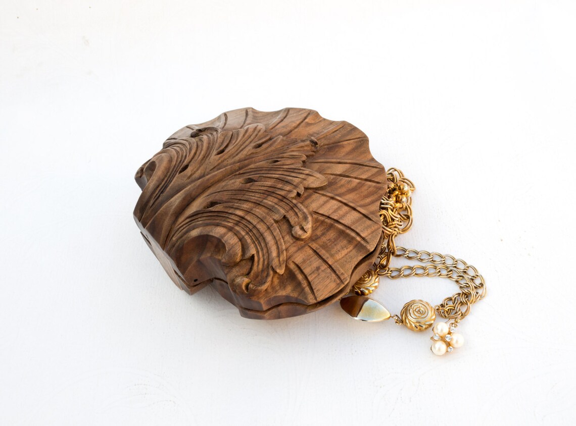 Wooden Seashell Carved Box Wooden Jewelry Box Wood Carving - Etsy