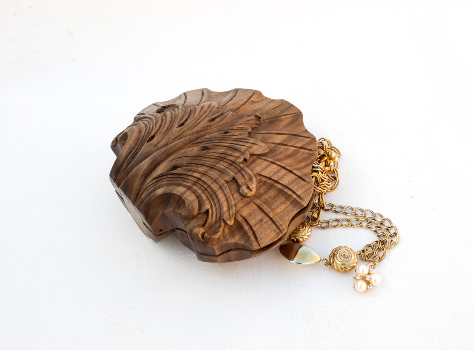 Wooden Seashell Carved Box Wooden Jewelry Box Wood Carving | Etsy