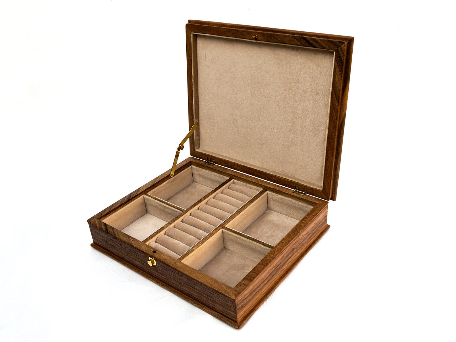 Walnut Wood Jewelry Box With Inlay - Etsy