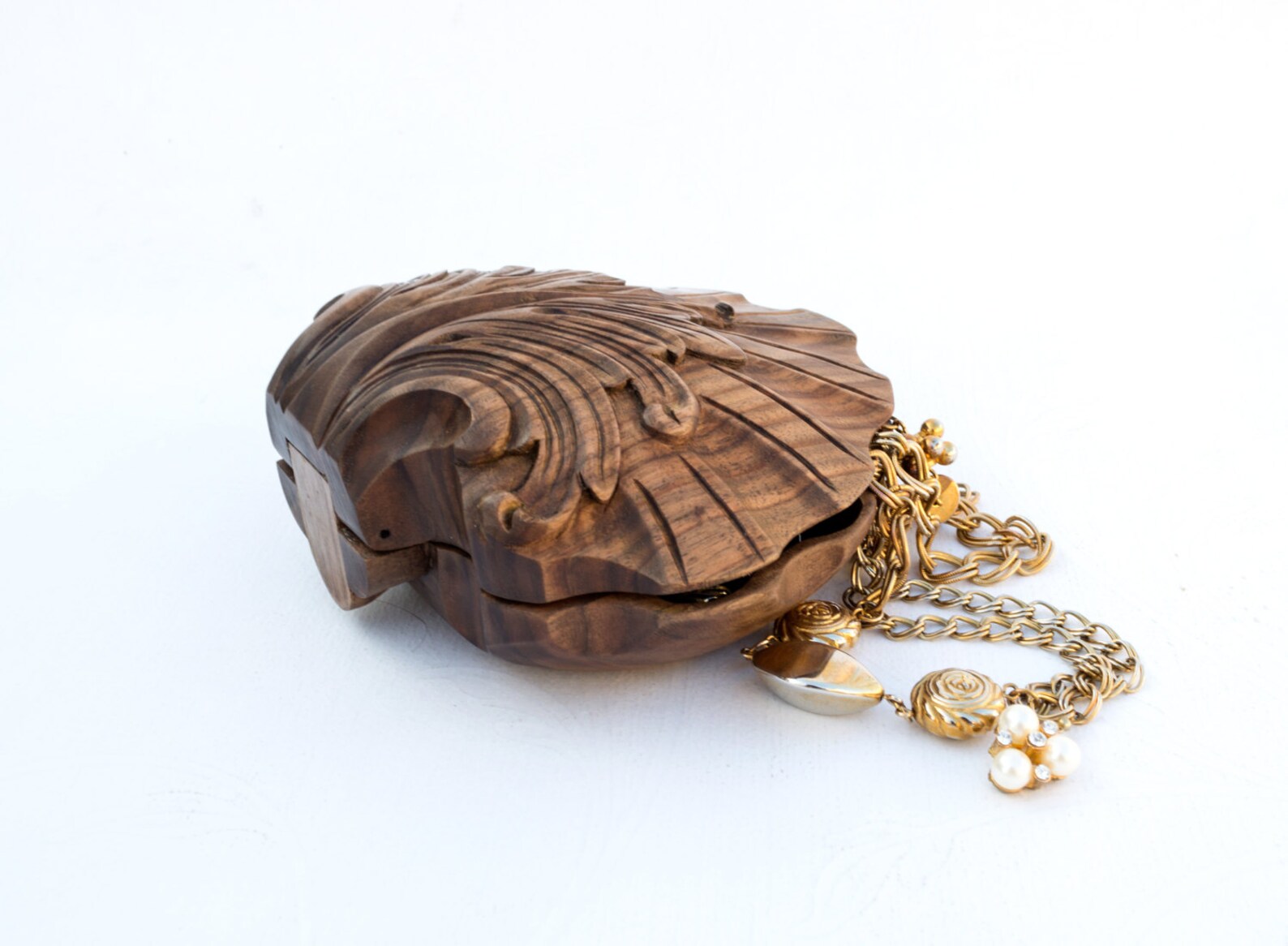 Wooden Seashell Carved Box Wooden Jewelry Box Wood Carving | Etsy