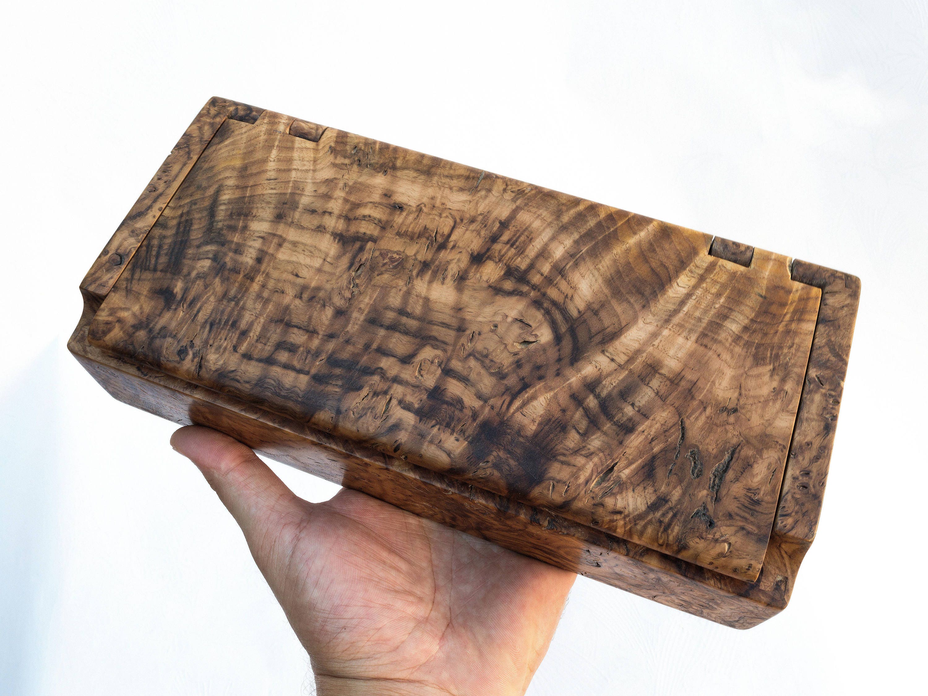 Burl Wood Jewelry Box With Wooden Hinges - Etsy