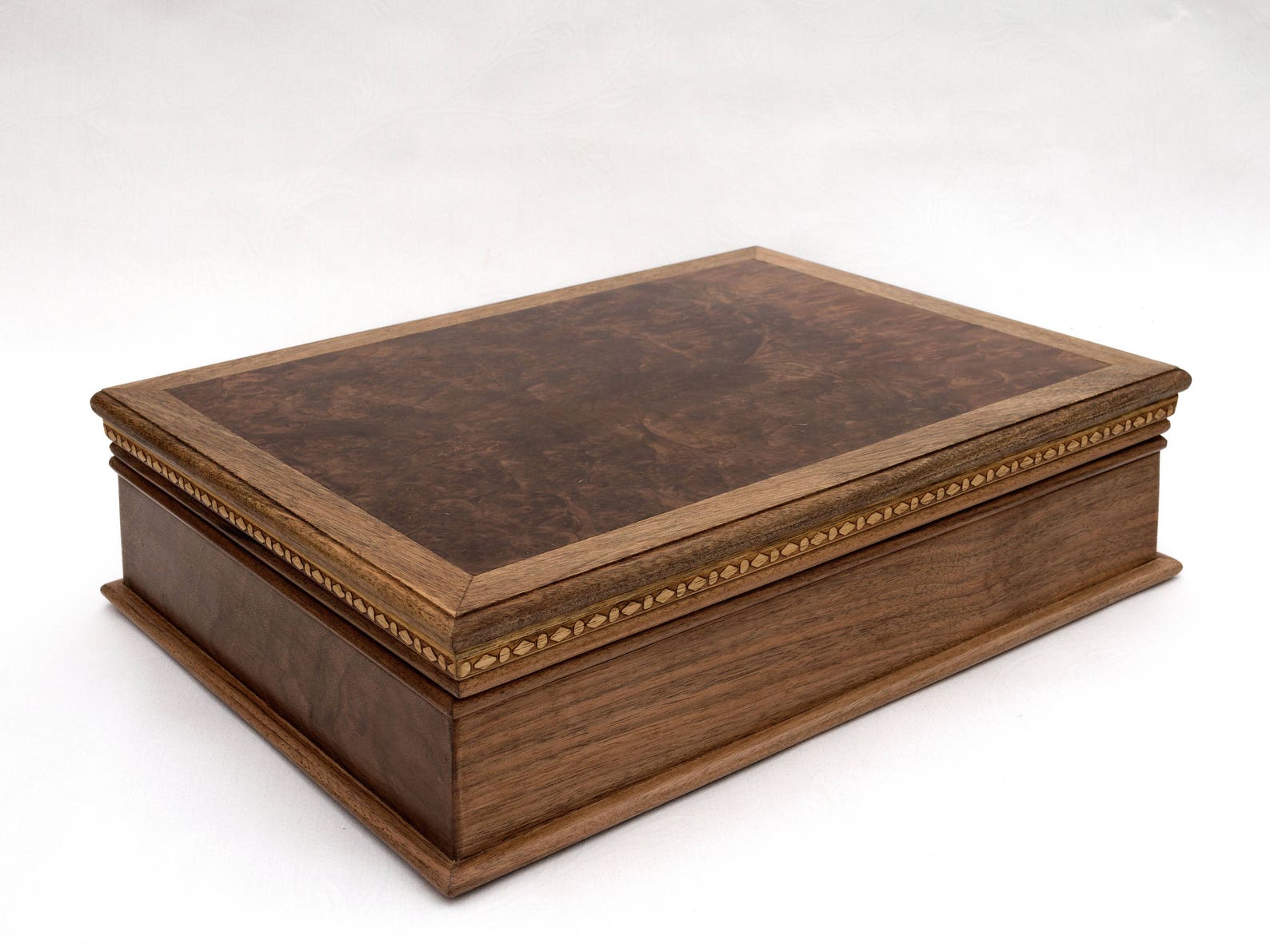 Large Walnut Wood and Walnut Burl Document Box Storage Box - Etsy