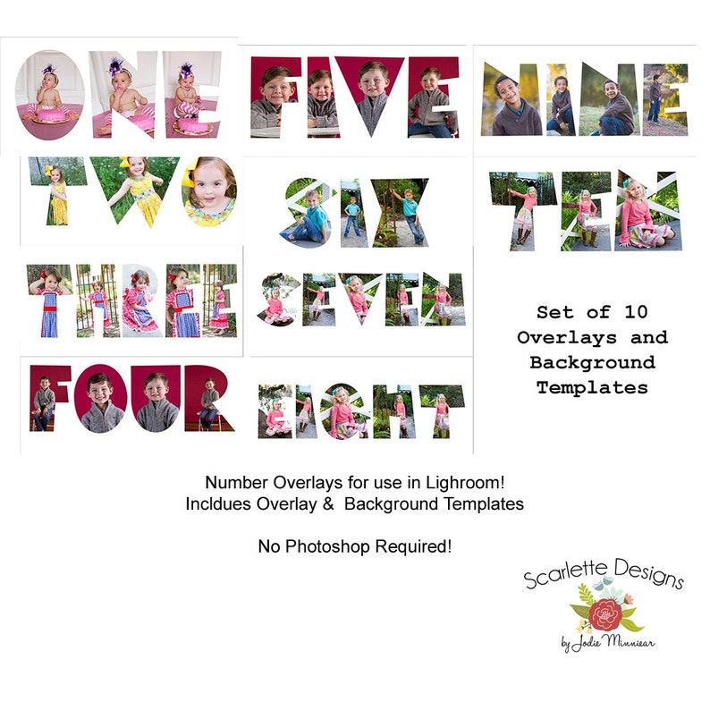 Set of Lightroom Number Cutout Overlay Templates for - Etsy