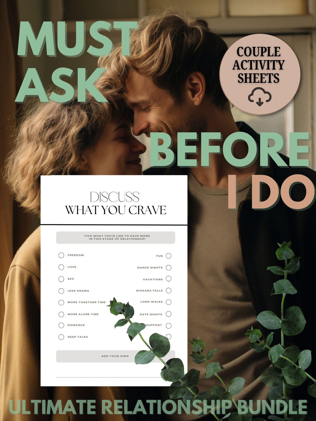 Couple Activity Gift, Questionnaire Before I DO, Date Night Idea, Table ...