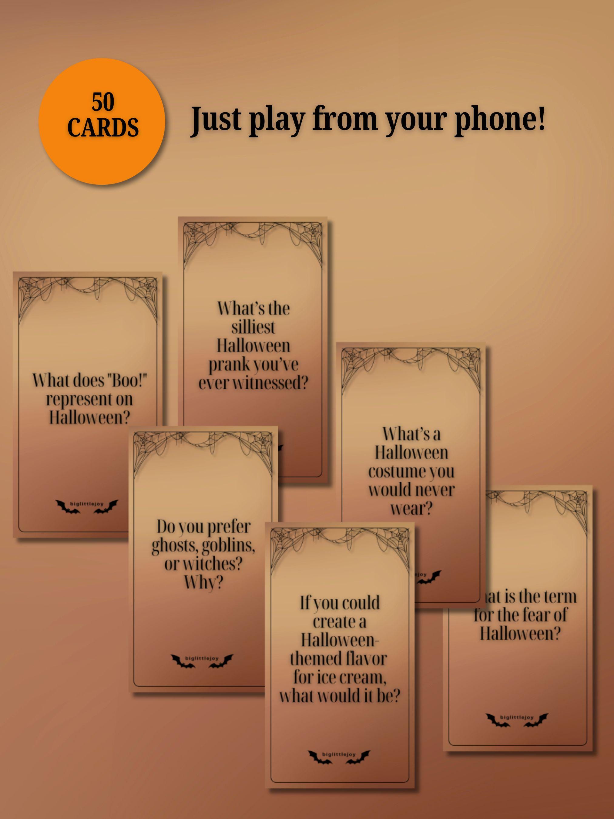 Halloween Game, Cards Digital Game, Cards Game for Phone, Halloween ...