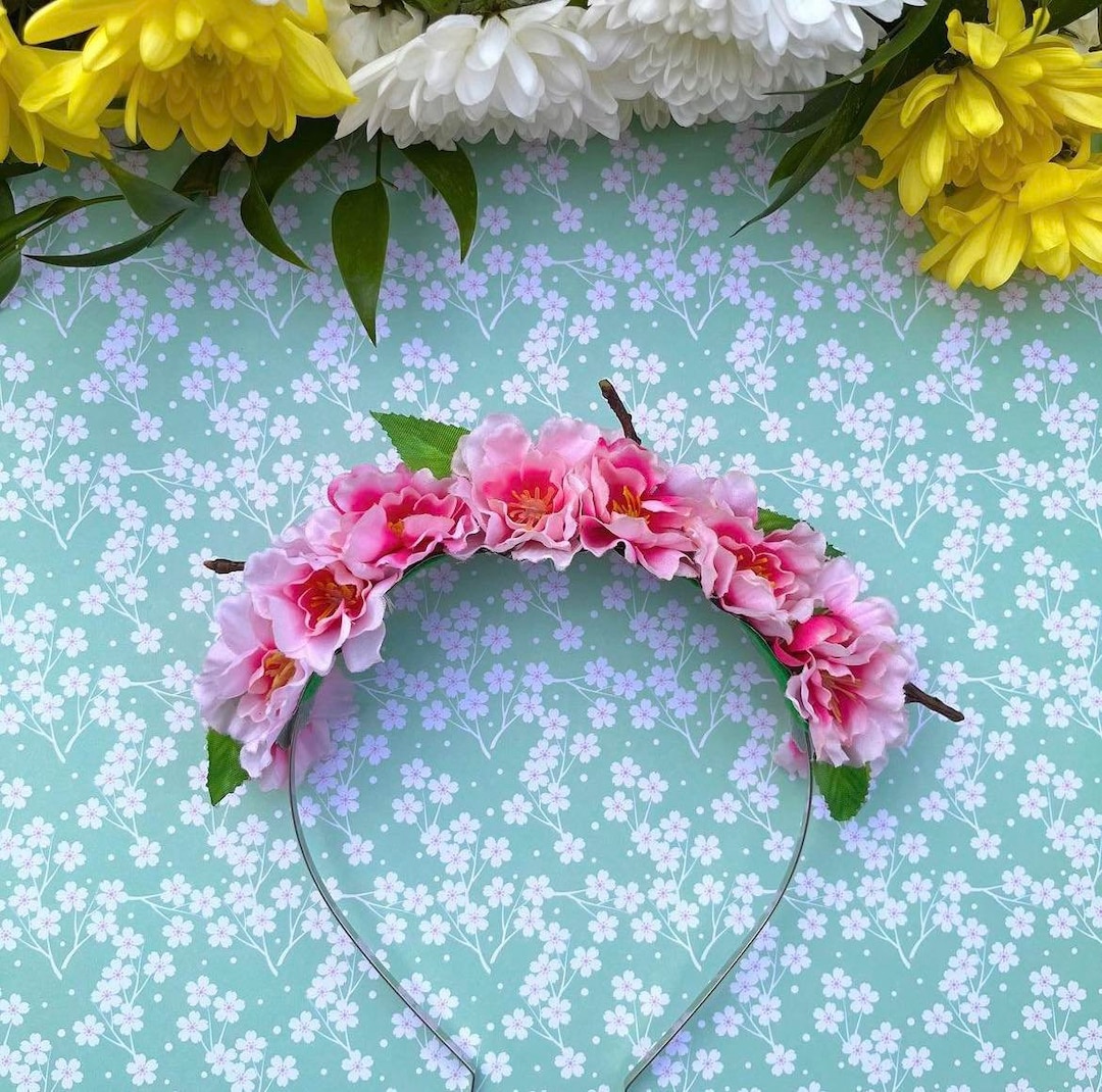 Pink Cherry Blossom Flower Crown, Spring Wedding Hair Accessory ...