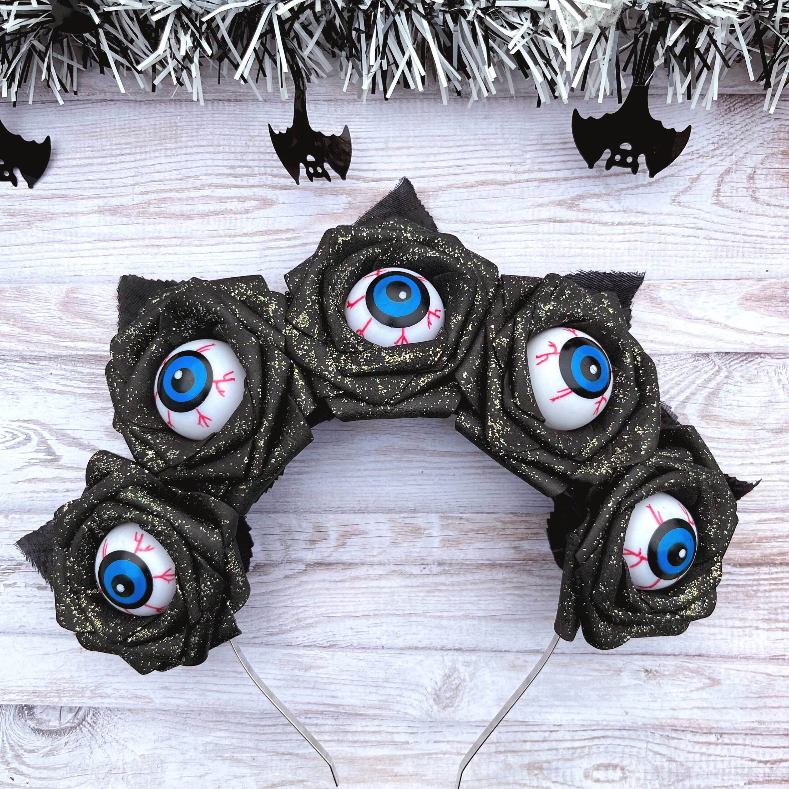 Black Rose Halloween Headband Creepy Eyeball Hair Accessory - Etsy