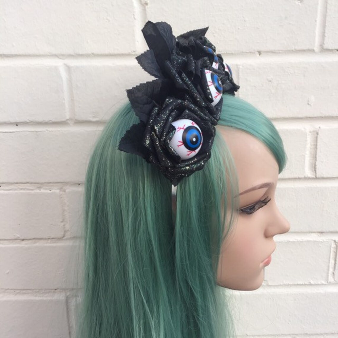 Black Rose Halloween Headband Creepy Eyeball Hair Accessory | Etsy