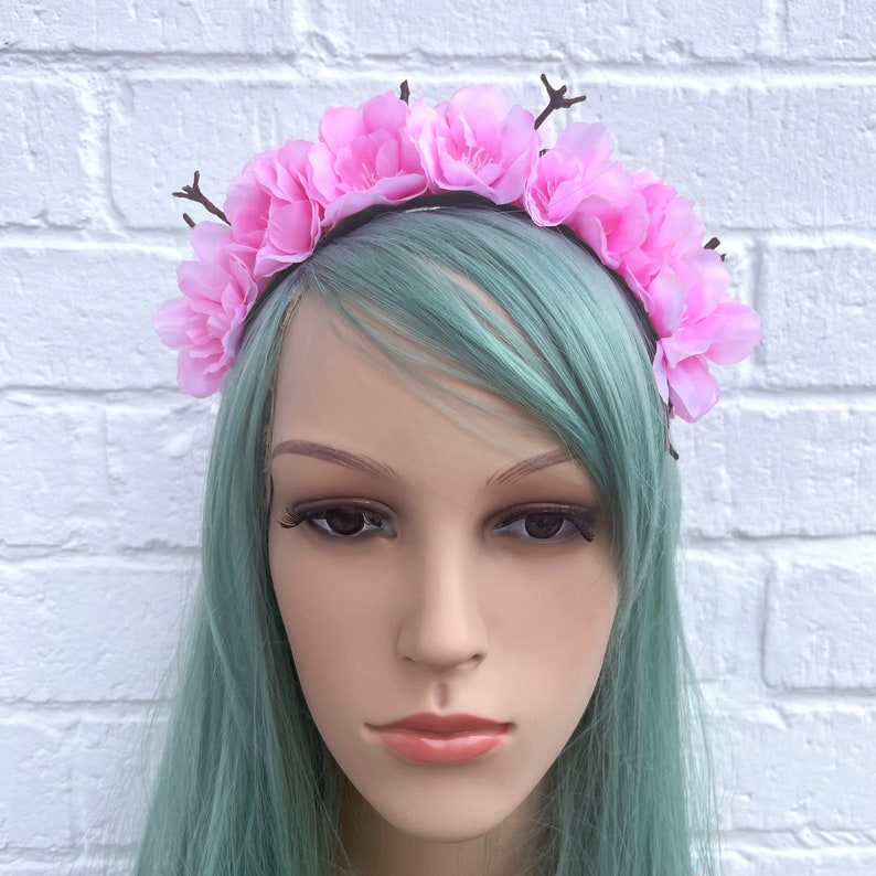 Pink Cherry Blossom Flower Crown, Spring Headband - Etsy