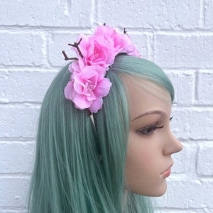 Pink Cherry Blossom Flower Crown, Spring Headband - Etsy