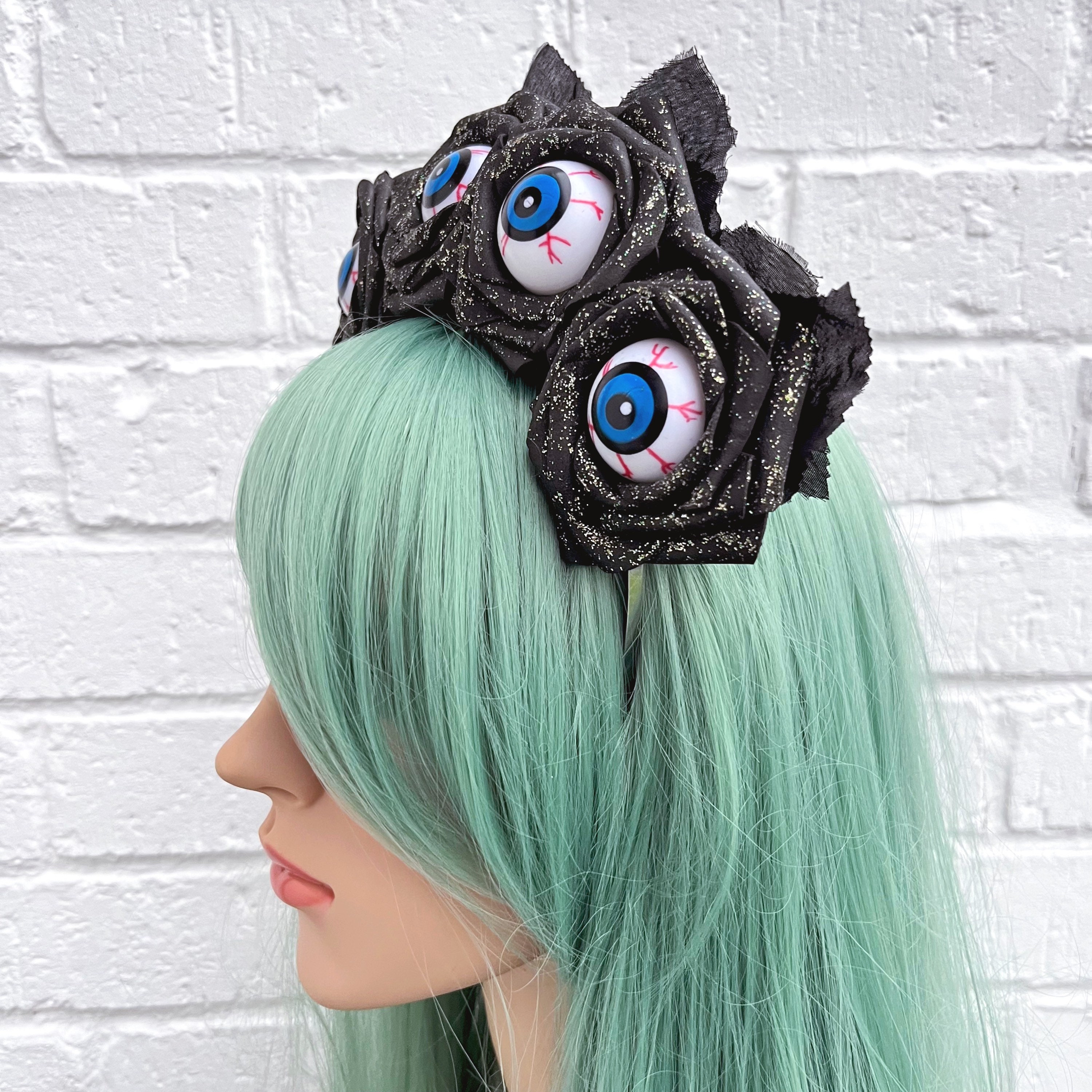 Black Rose Halloween Headband Creepy Eyeball Hair Accessory - Etsy