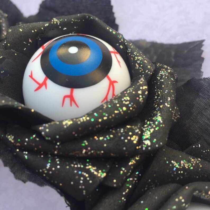 Black Rose Halloween Headband Creepy Eyeball Hair Accessory | Etsy