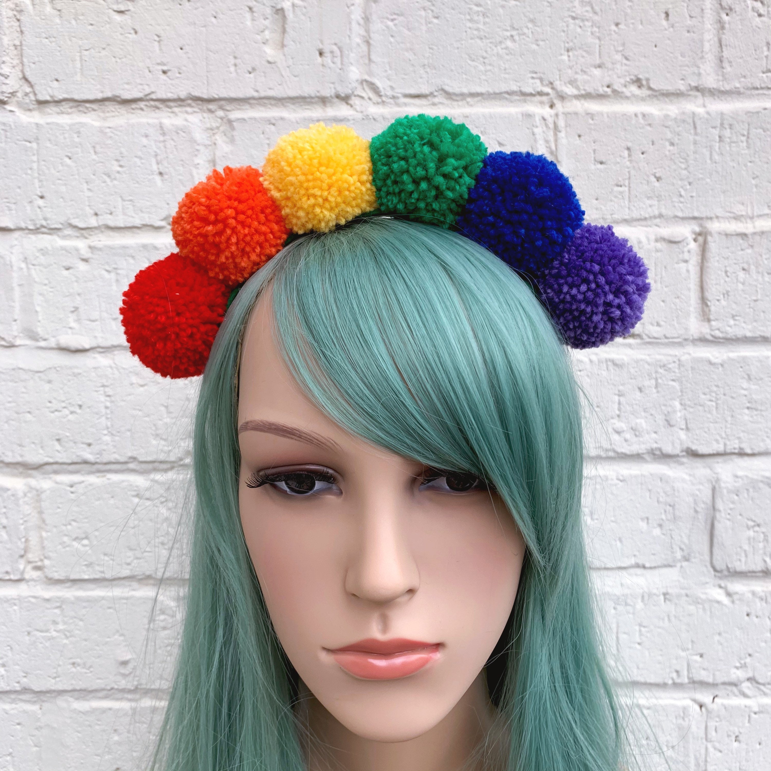 Rainbow Headband Pom Pom Headband LGBTQ Pride Rainbow Pom | Etsy