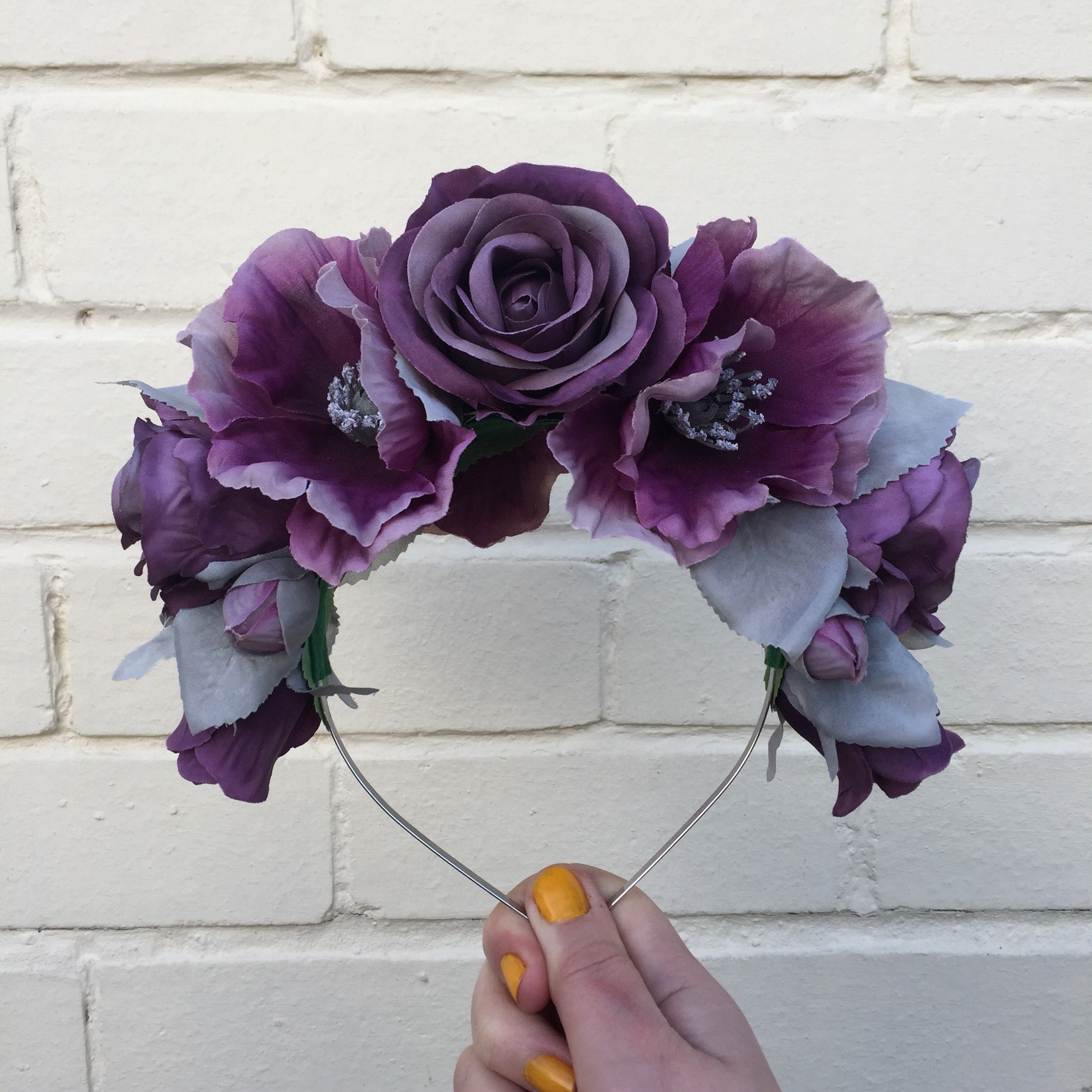 Purple Rose Flower Crown Purple Rose Headband Antique Rose | Etsy