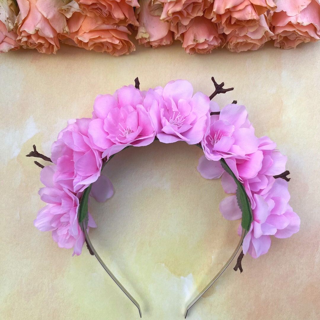 Pink Cherry Blossom Flower Crown, Spring Wedding Hair Accessory ...