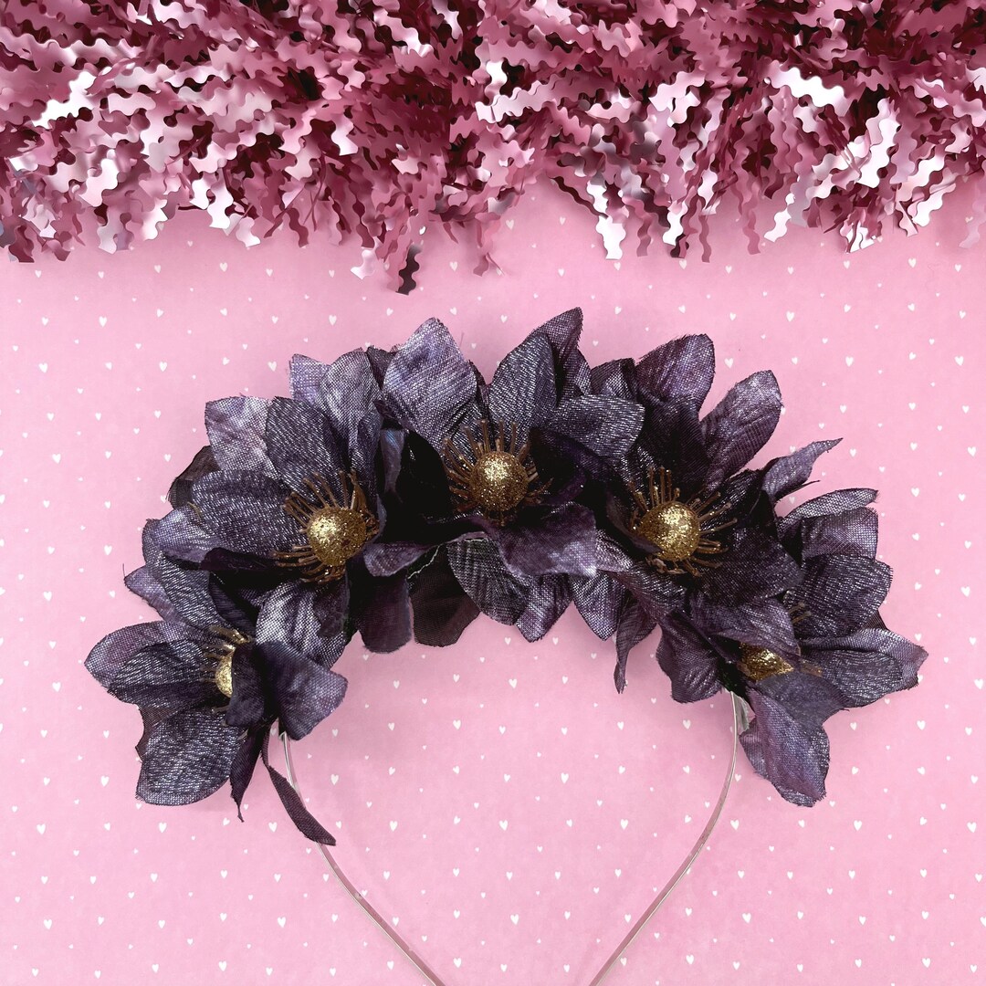 Black and Gold Poinsettia Flower Headband Textured Fabric - Etsy