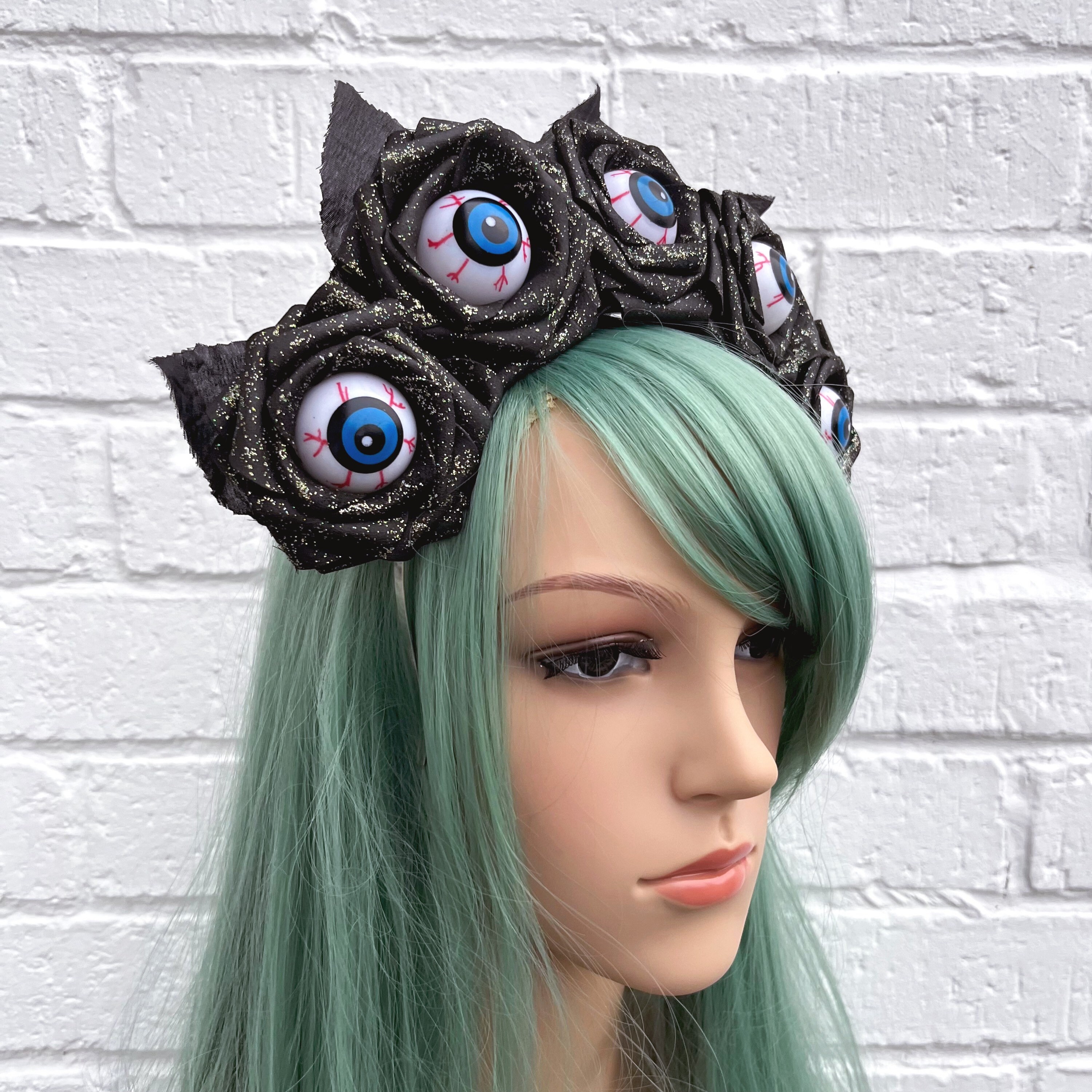 Black Rose Halloween Headband Creepy Eyeball Hair Accessory - Etsy