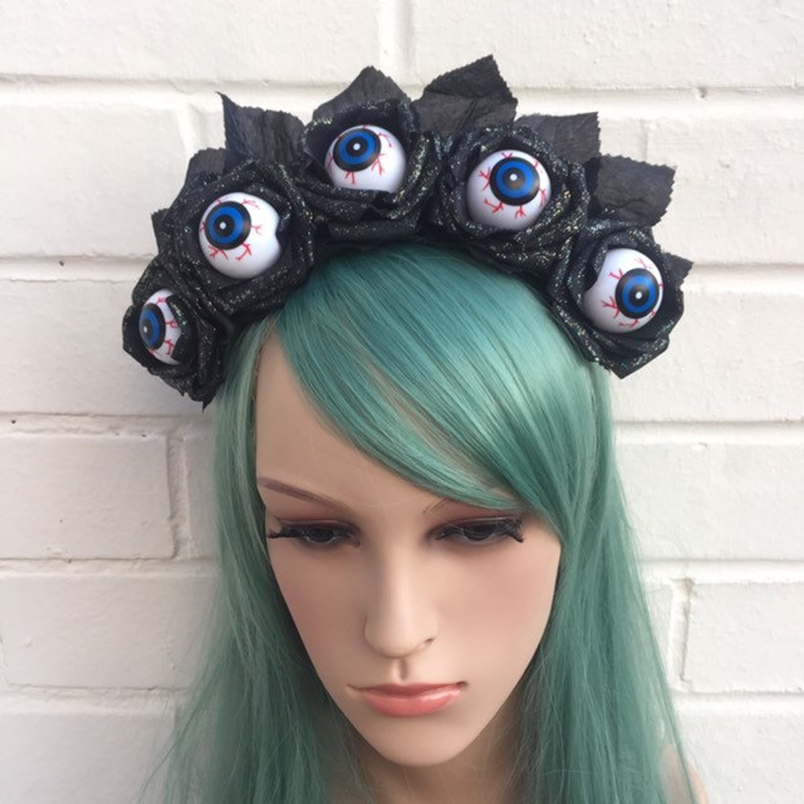 Black Rose Halloween Headband Creepy Eyeball Hair Accessory | Etsy