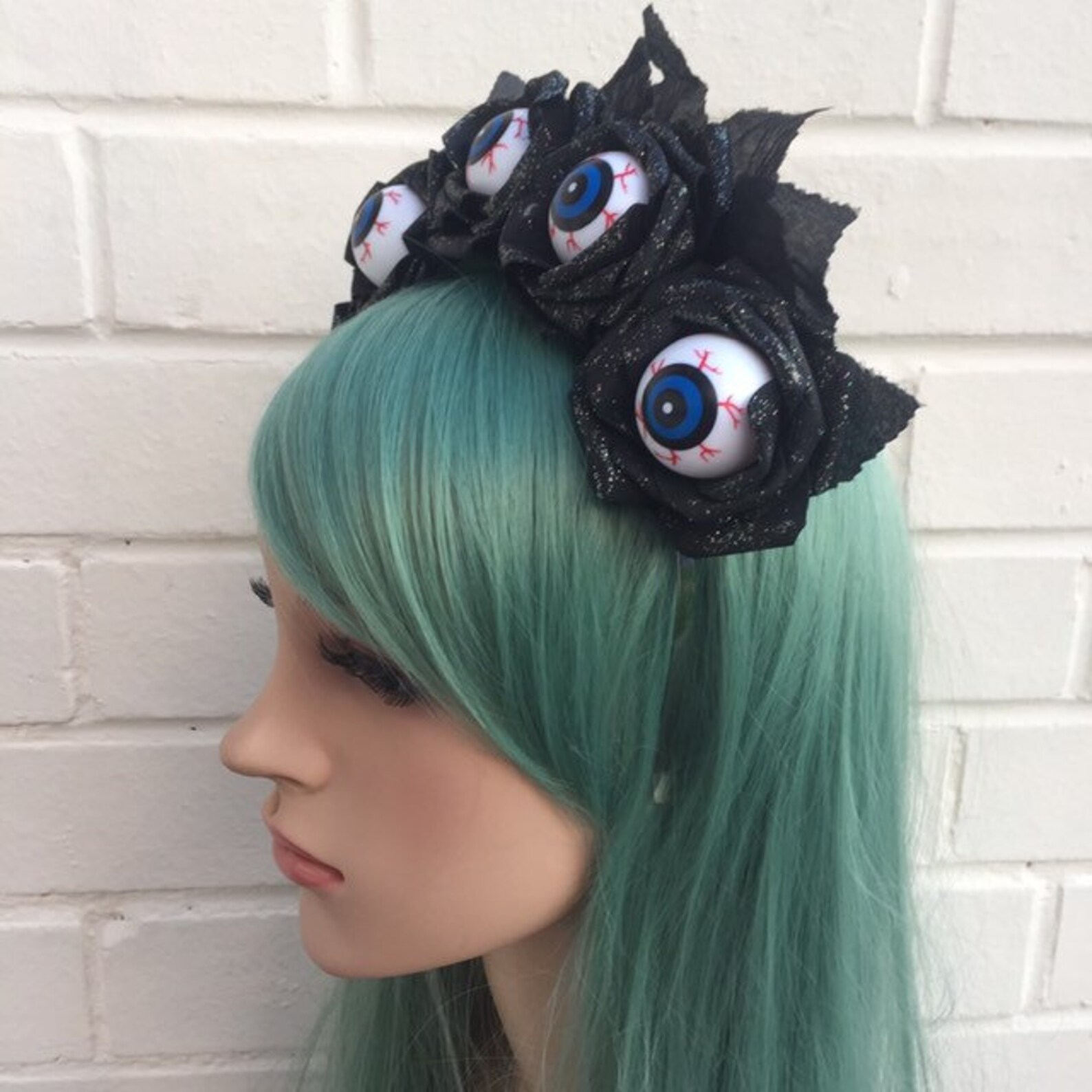 Black Rose Halloween Headband Creepy Eyeball Hair Accessory | Etsy