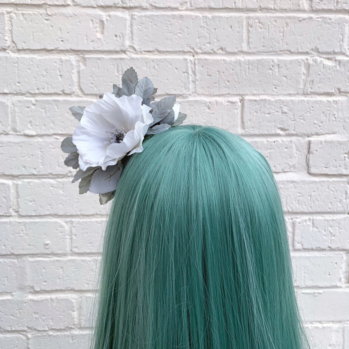 Poppy Hair Flower White Hair Accessory White and Grey White - Etsy