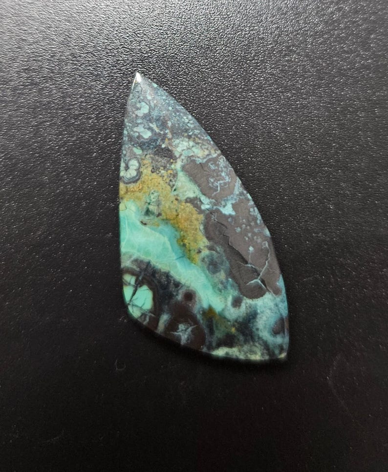 Cabujón triangular de crisocola y psilomelana, material raro, hermoso ...