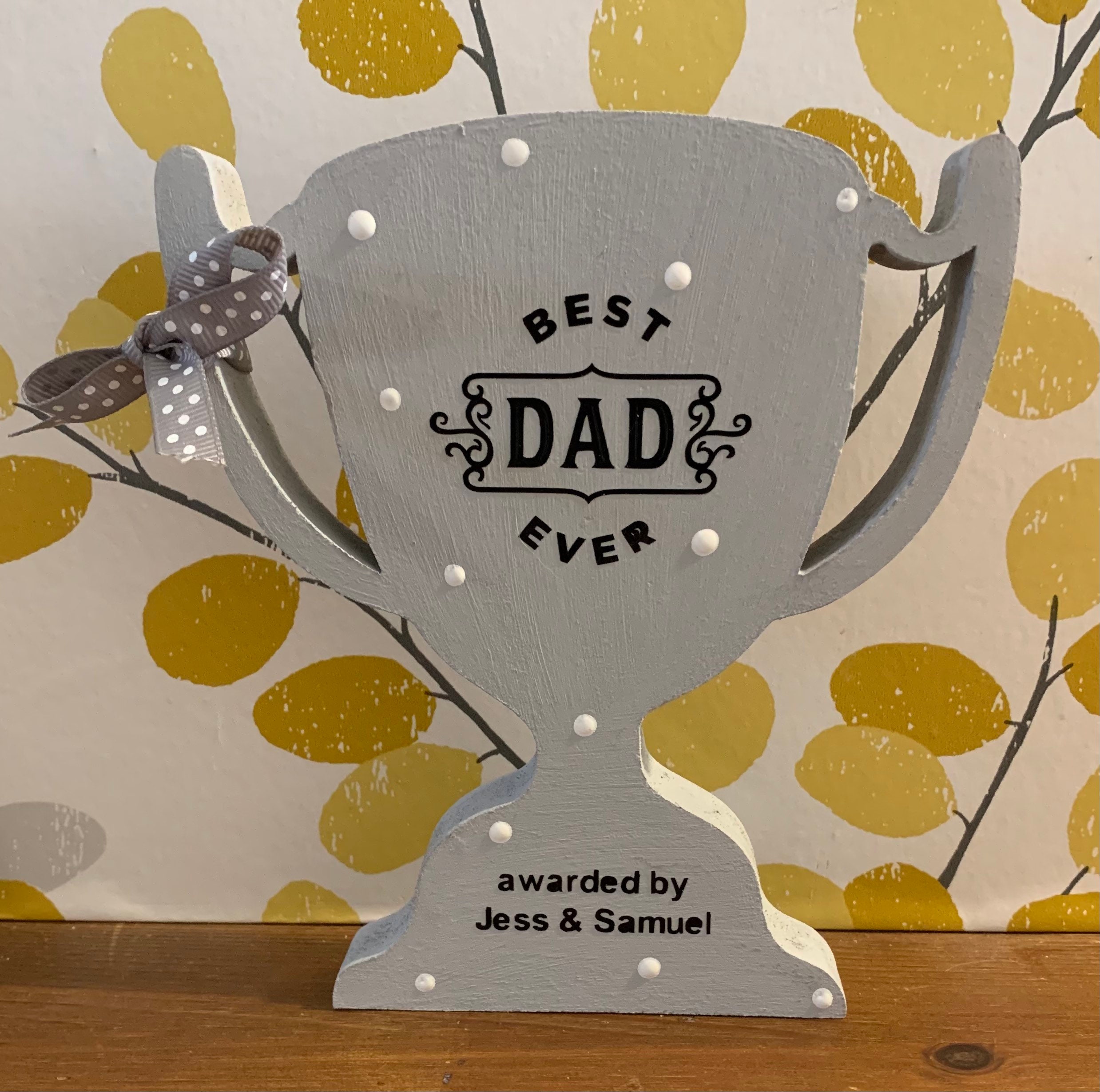 Personalised freestanding wooden trophy for dad best dad | Etsy