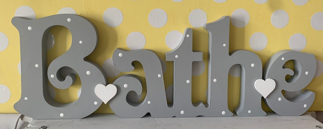 Freestanding Wooden Word Bathe, Bathroom Decoration, Wooden Word Bathe ...