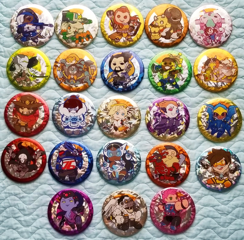 ON SALE Overwatch 3in Buttons Holographic Pin Back - Etsy