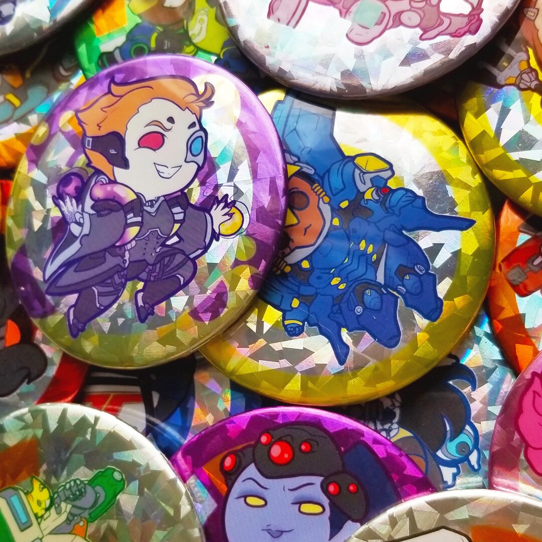 ON SALE Overwatch 3in Buttons Holographic Pin Back - Etsy