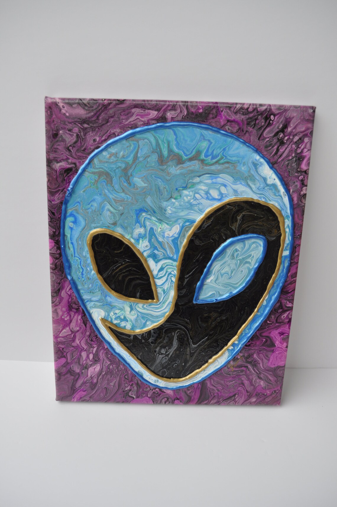 YIN YANG ALIEN Original Abstract Acrylic Fluid Pour Painting - Etsy