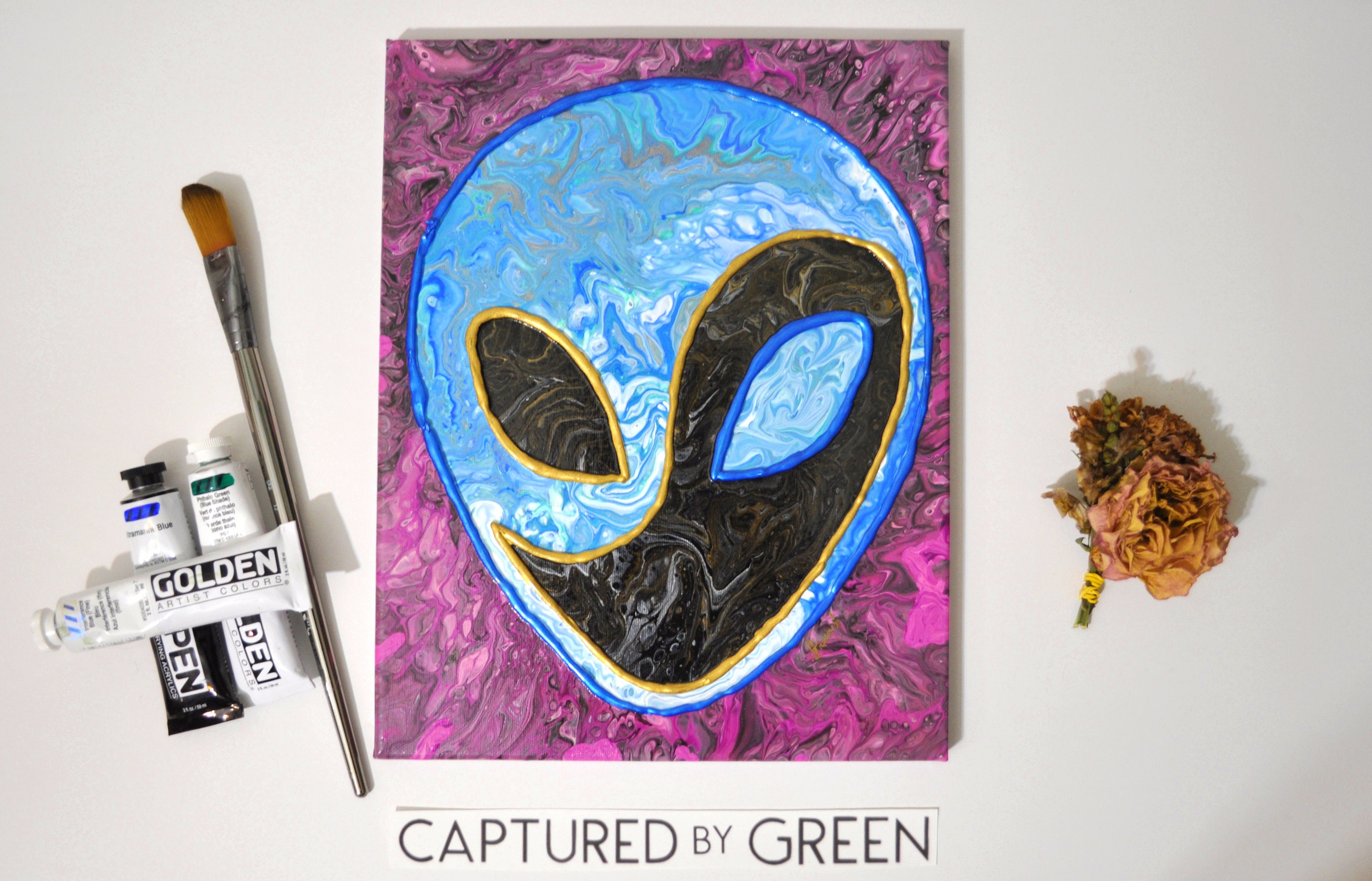 YIN YANG ALIEN Original Abstract Acrylic Fluid Pour Painting - Etsy