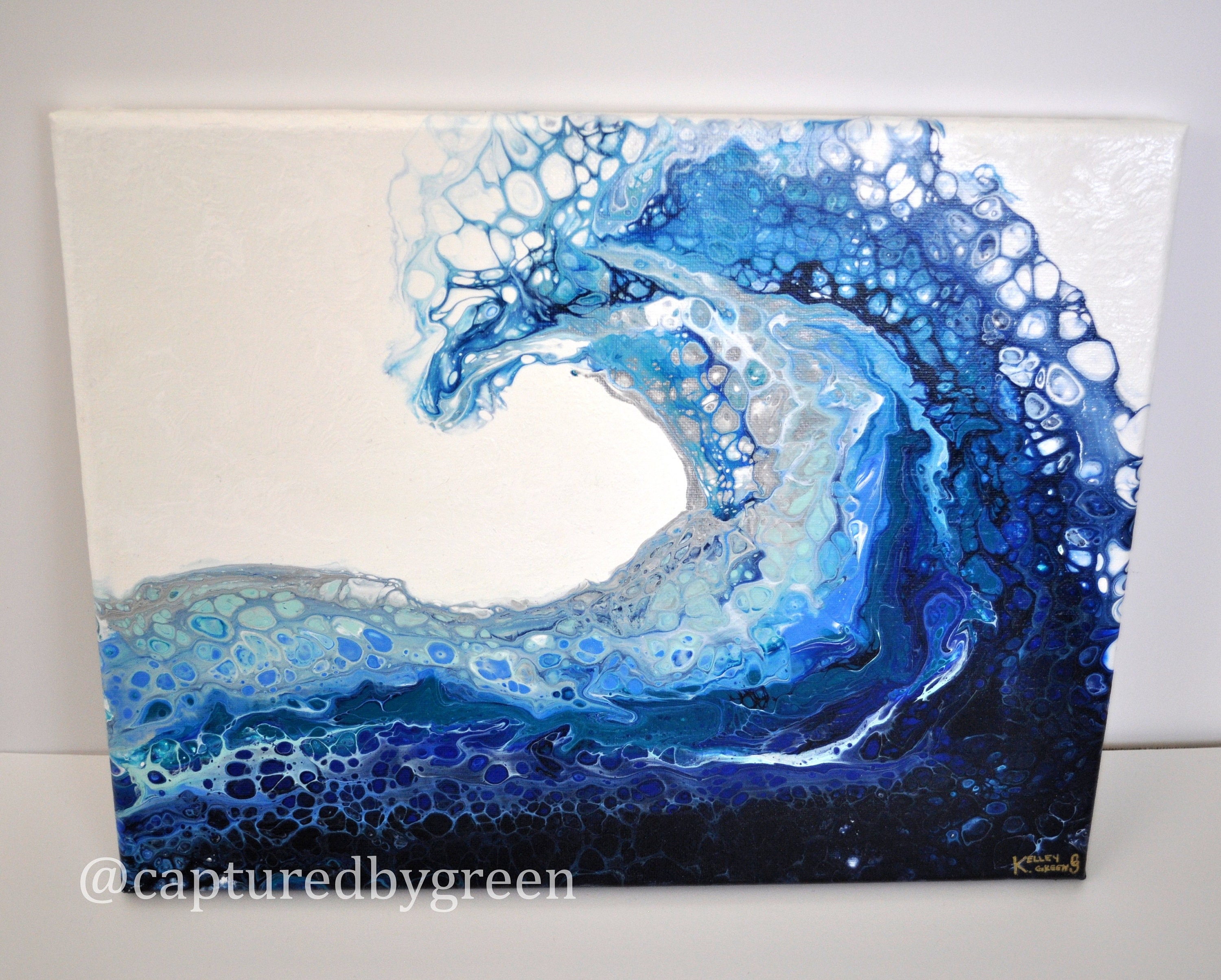 DEEP TROPICS Ocean Inspired Wave Acrylic Fluid Painting on - Etsy