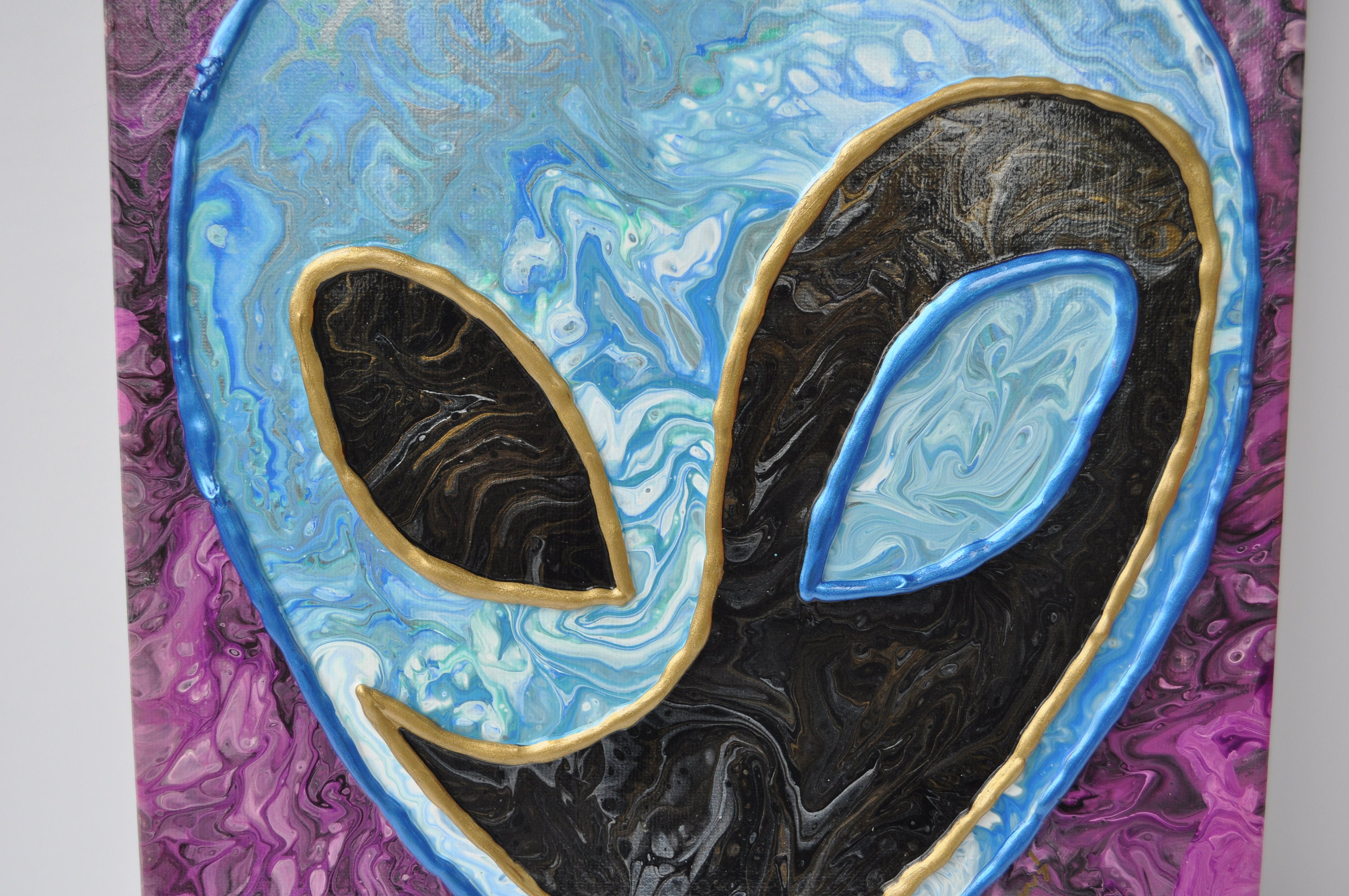 YIN YANG ALIEN Original Abstract Acrylic Fluid Pour Painting - Etsy