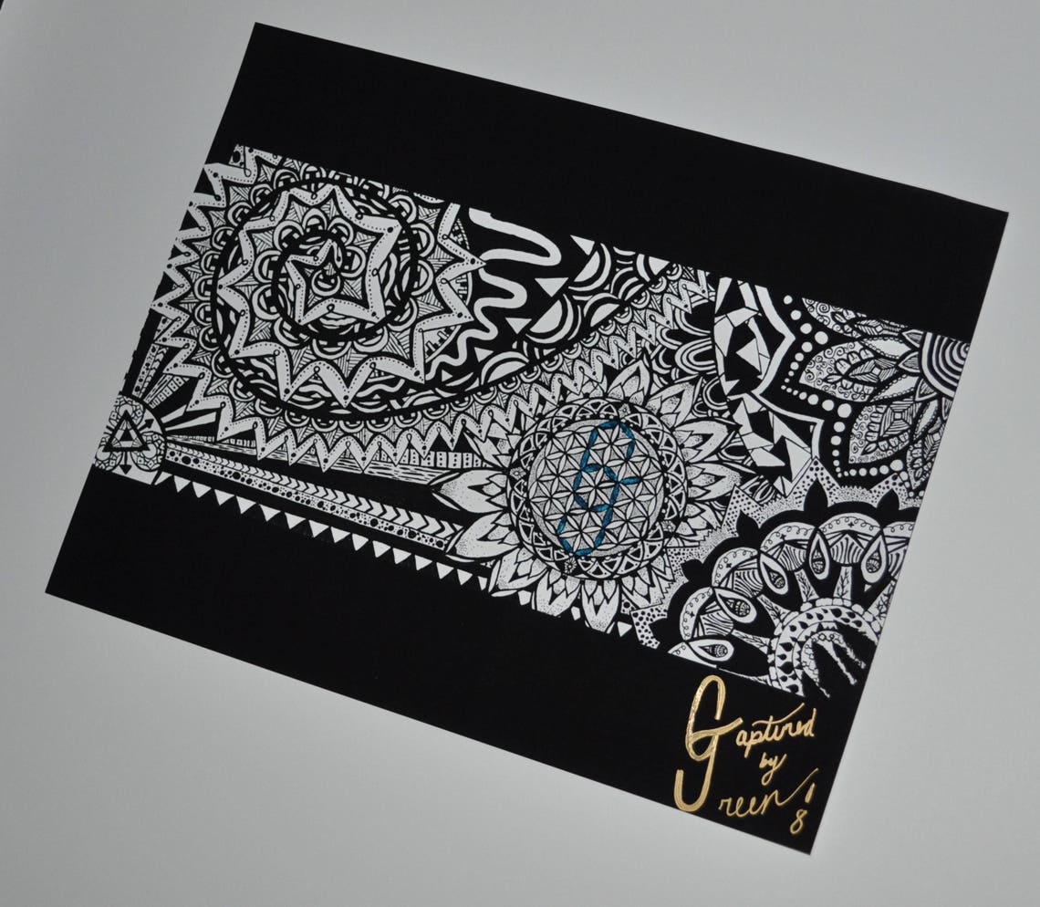 Original Zentangle Sacred Geometry Mandala 11x14 Art Photo Print ...