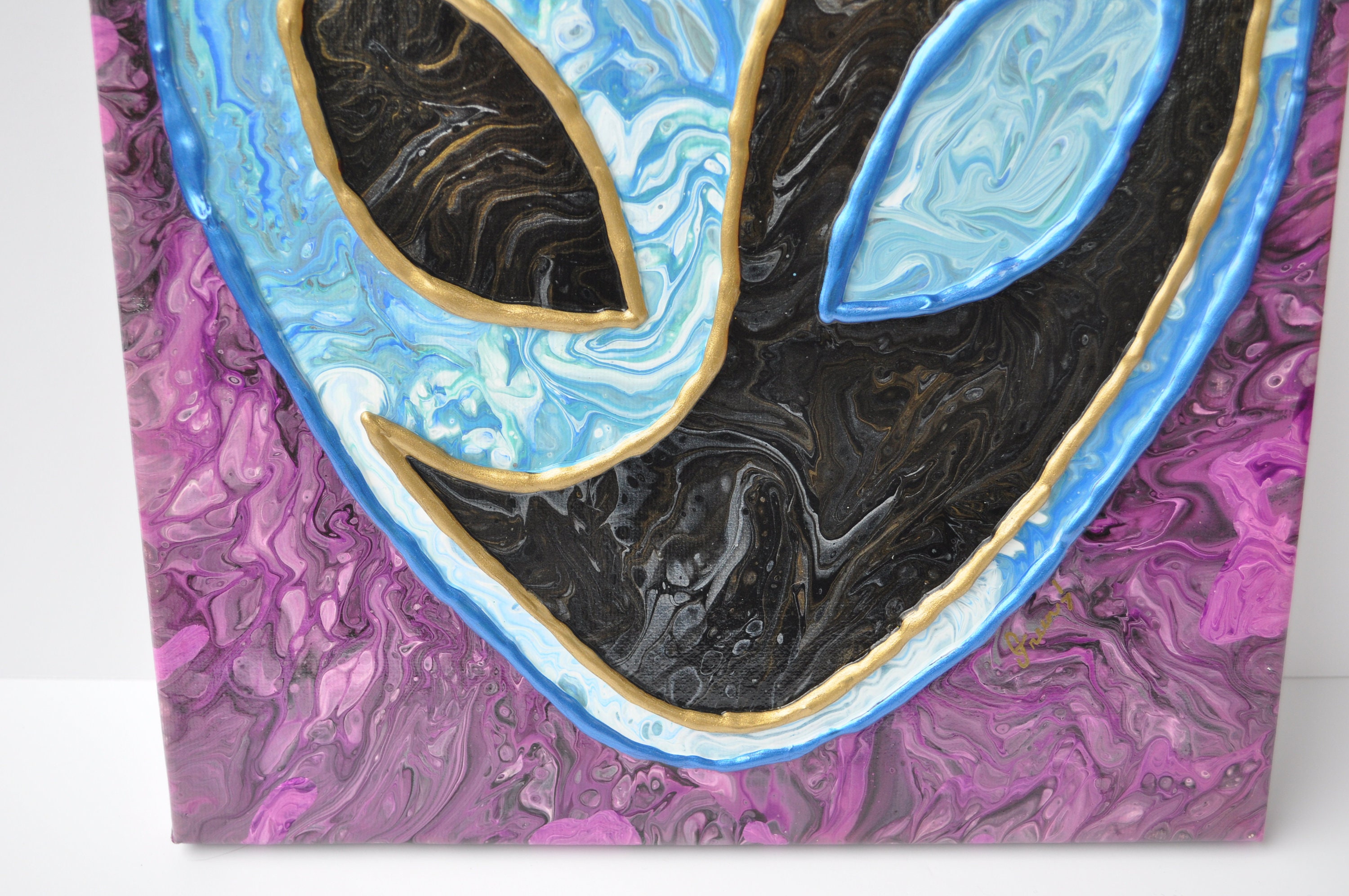 YIN YANG ALIEN Original Abstract Acrylic Fluid Pour Painting - Etsy