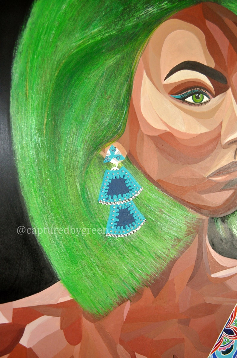 Female Portrait Green Painting 24x48 Nature Woman Inspired - Etsy